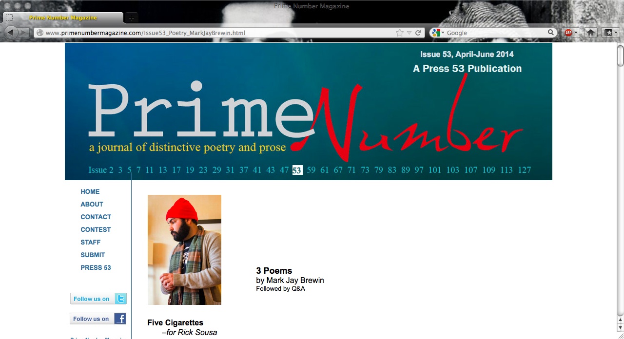 Poems Published Online at Prime Number Magazine & 2014 Big Poetry ...