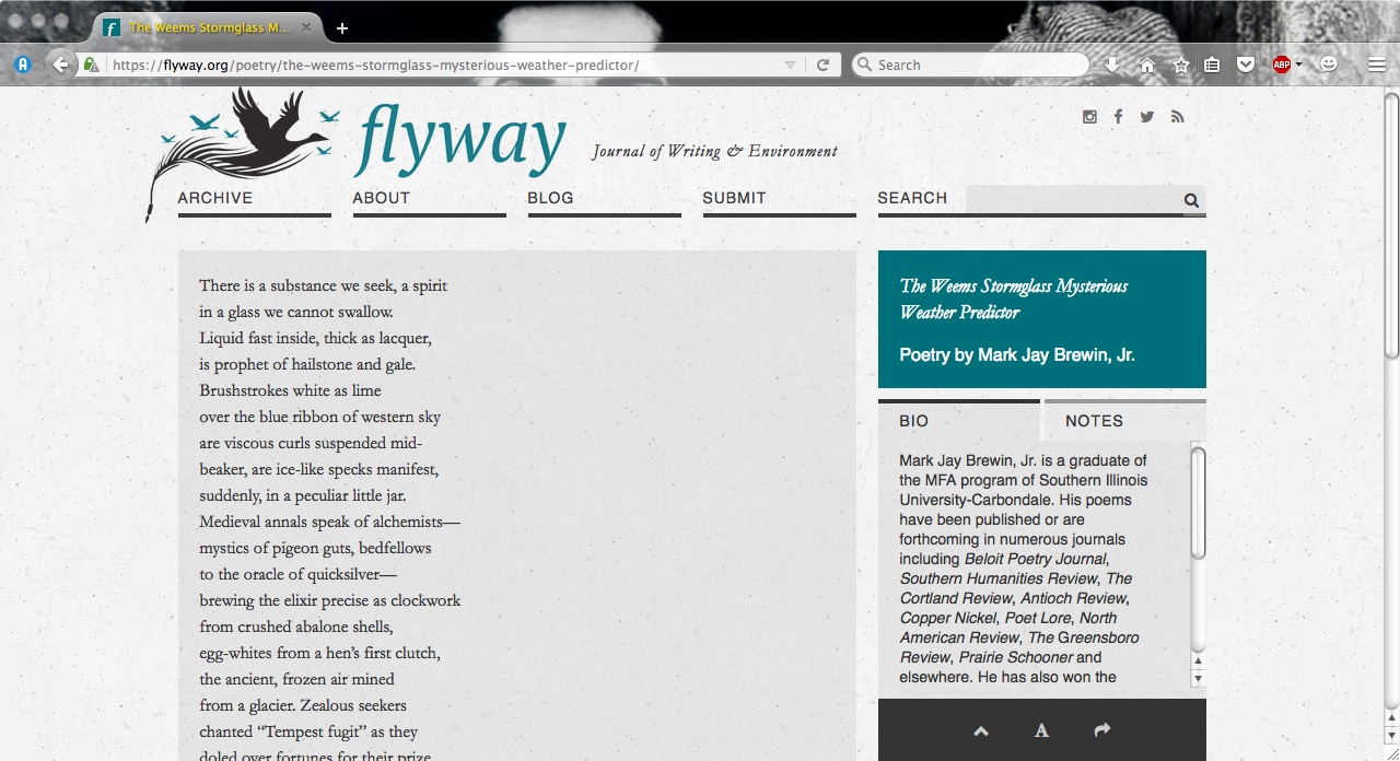 Pushcart Nomination for Poem Published Online at Flyway: Journal of ...